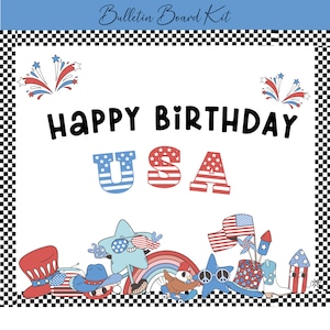 4th of July Bulletin Board Kit: Retro Patriotic Classroom Decor - Etsy