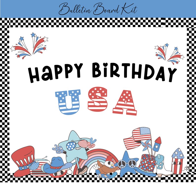 4th of July Bulletin Board Kit Retro Patriotic Summer Classroom Decor ...