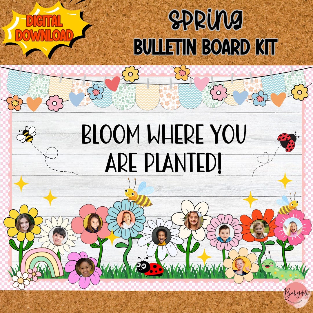 Spring Bulletin Board Kit | Flower Classroom Decor | Summer Door ...