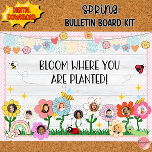 Spring Bulletin Board Kit | Flower Classroom Decor | Summer Door ...