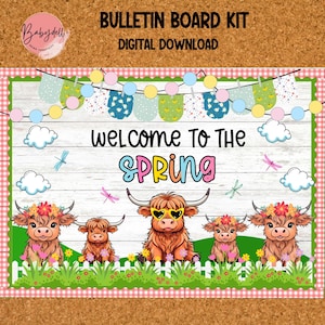 Highland Cow Bulletin Board Kit for Back to School, Modern Farmhouse ...