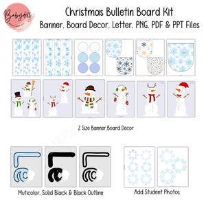 Snowflake Snowman Bulletin Board Kit | Winter Classroom Decor (digital ...