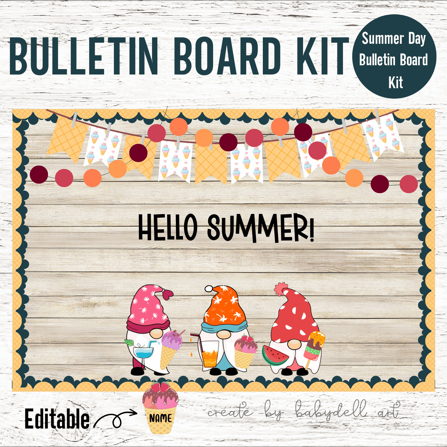 Ice Cream Summer Bulletin Board June July Door Decoration - Etsy