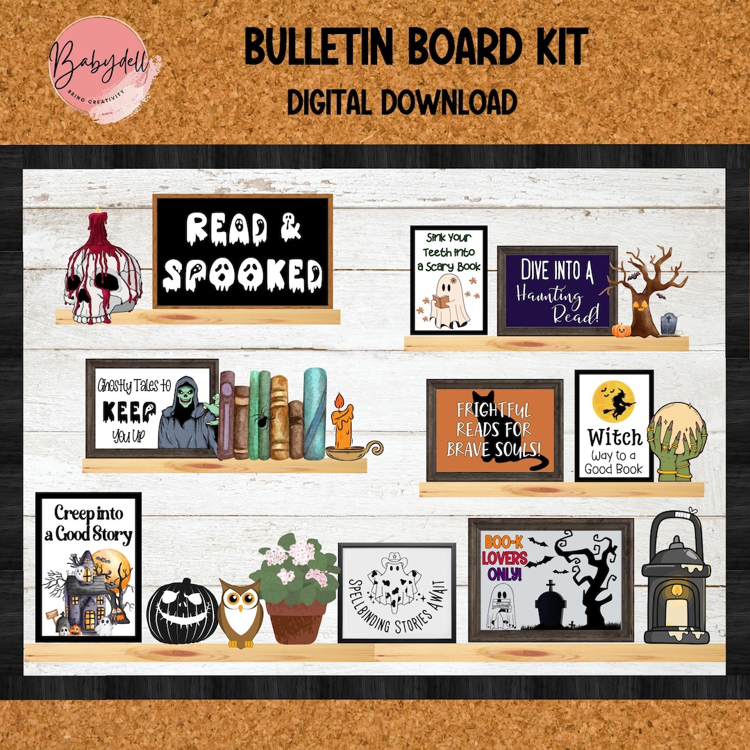 Halloween Reading Bulletin Board Kit: Spooky Classroom Decor (digital ...