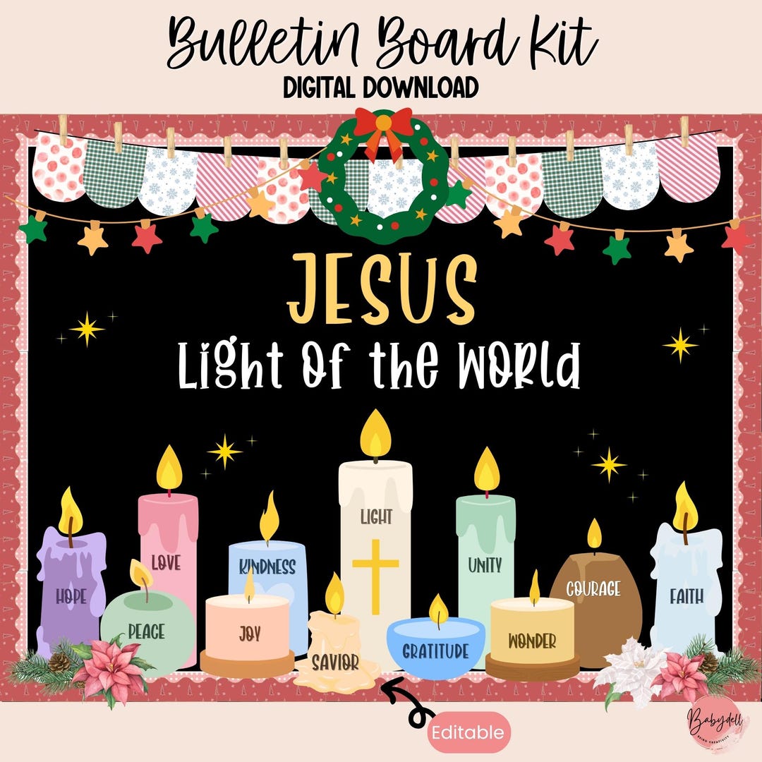 Editable Advent Candle Bulletin Board Kit for Sunday School - Etsy