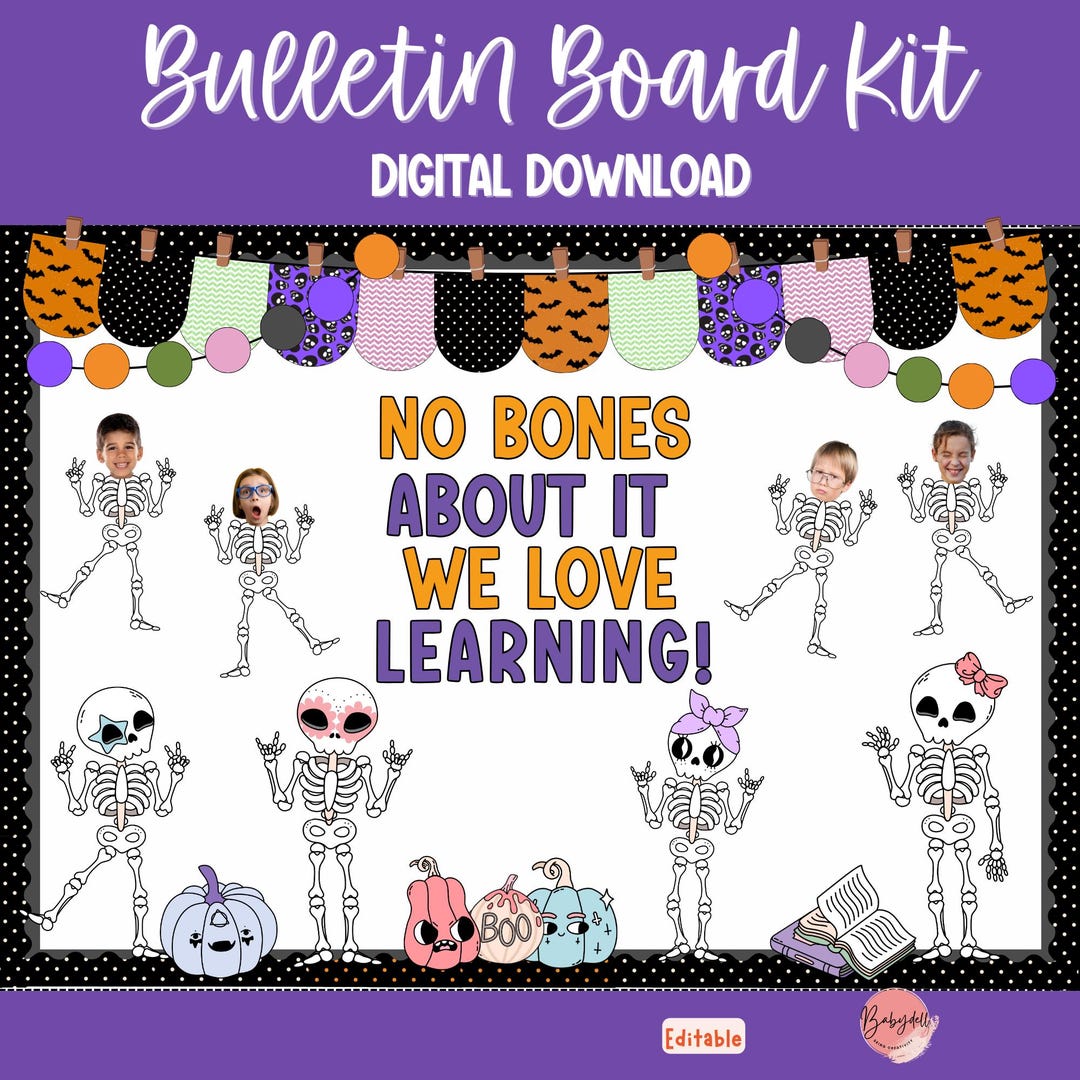 Editable Skeleton Bulletin Board Kit | Halloween Classroom Decor ...