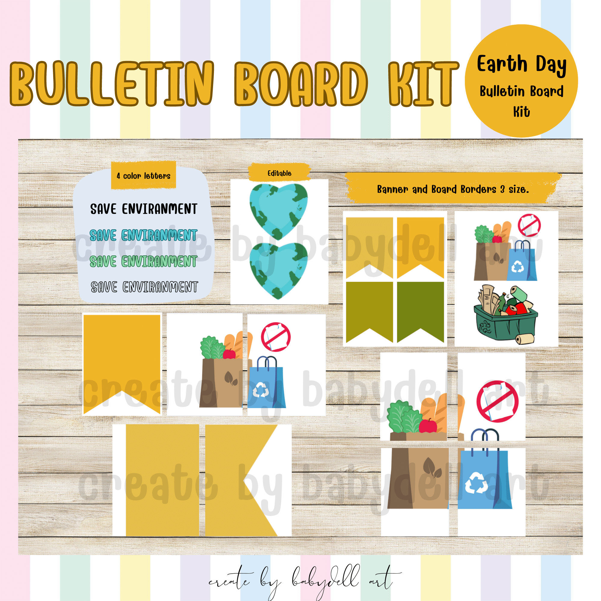 Earth Day Bulletin Board Classroom Display Door Decor Kit, REDUCE REUSE ...