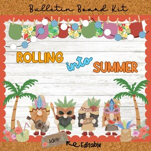 Gnomes Rolling Into Summer Bulletin Board Kit Tropical Gnome Classroom ...