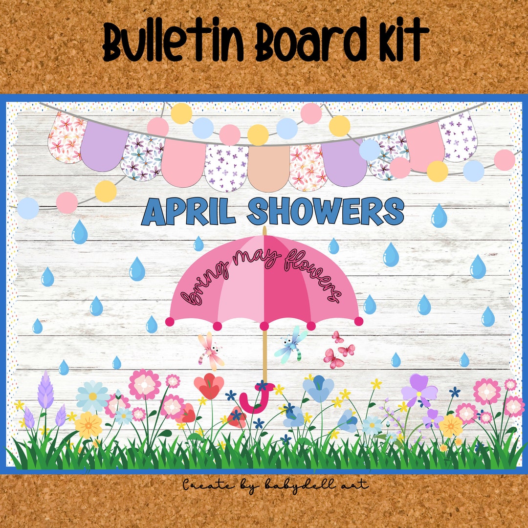 April Showers Bulletin Board Kit | Spring Floral Classroom Decor ...