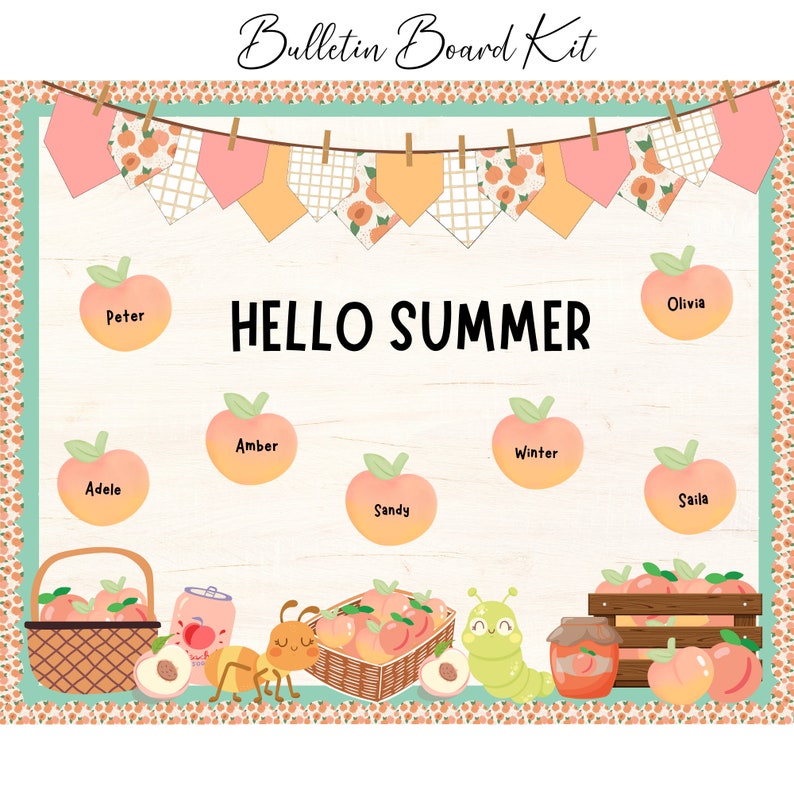 Peachy Sweet Summer Bulletin Board Kit: Classroom Decor - Etsy