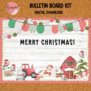 Christmas Farm Bulletin Board Kit | Animal Christmas Classroom Decor ...