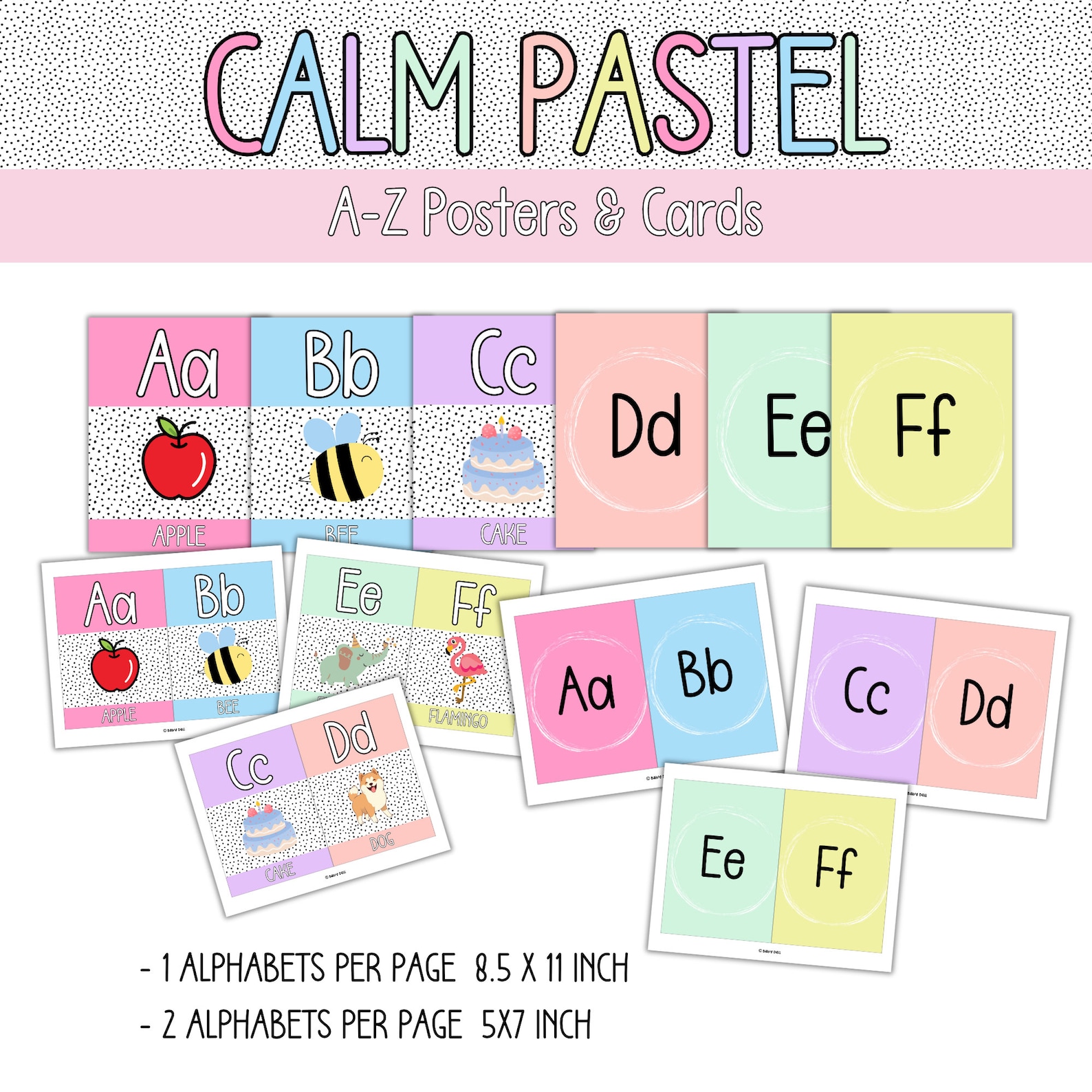 Carteles del alfabeto para el aula A-Z Colores tranquilos Carteles del ...