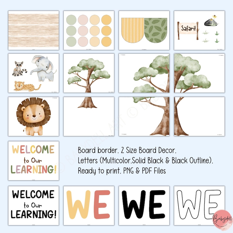 Safari Class Decor Wild About Learning Jungle Animal Bulletin Board Kit ...
