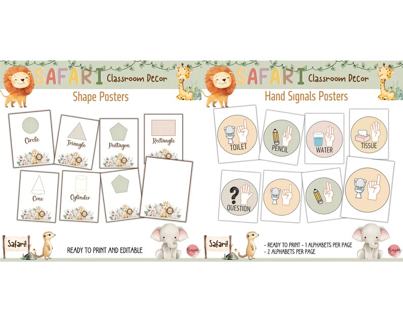 Safari Classroom Decor Bundle Neutral Jungle Theme Boho Animal Print ...