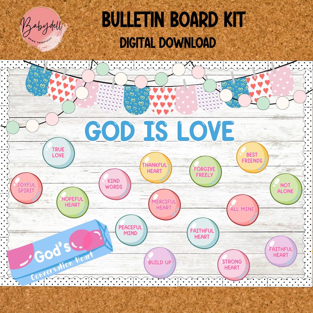 God's Conversation Hearts Bulletin Board: Valentine's Day Classroom ...