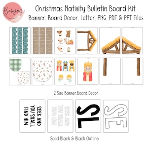 Christmas Nativity Bulletin Board Kit | Christian December Decor ...