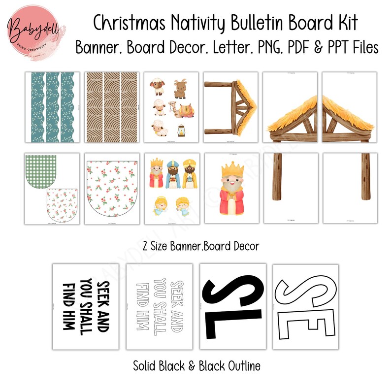 Christmas Nativity Bulletin Board Kit | Christian December Decor ...