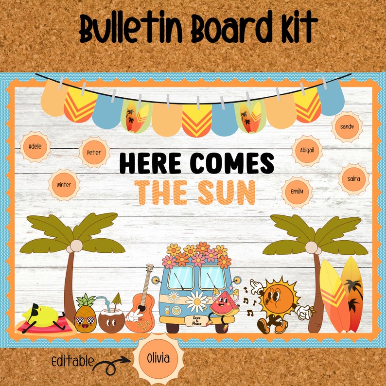 Here Comes the Sun Summer Bulletin Board Kit,groovy Classroom Decor ...