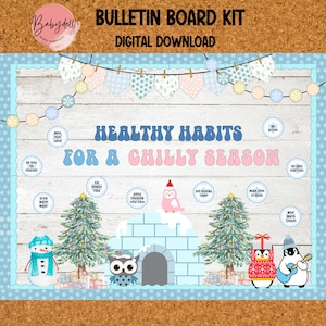 Winter Healthy Habits Bulletin Board Kit: Christmas Classroom Decor ...