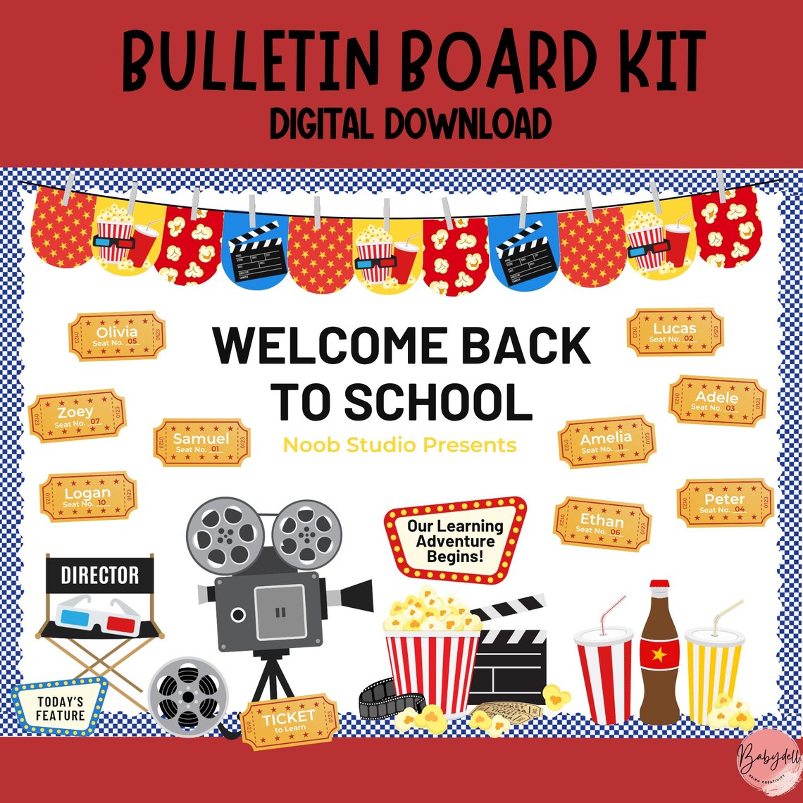 Movie Theme Bulletin Board Kit: Hollywood Classroom Decor (editable ...