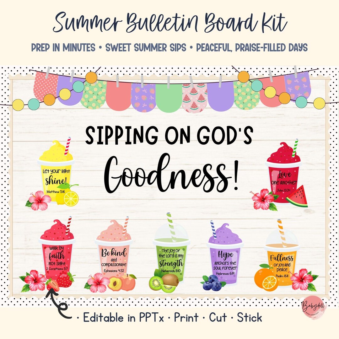 Christian Board Kit With Summer Smoothies and Bible Verse Classroom ...