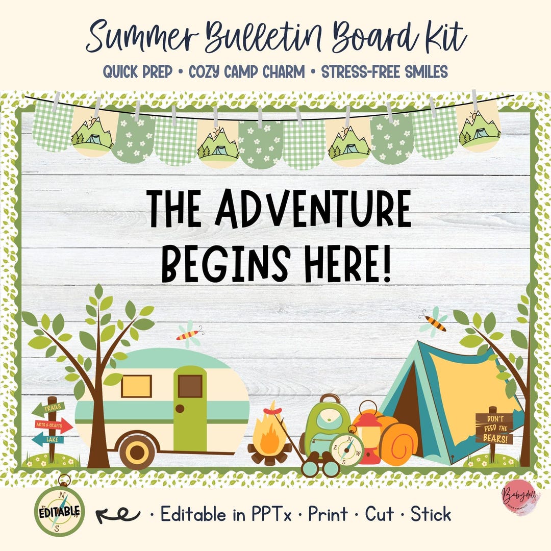Adventure Bulletin Board Kit | Camping Theme Classroom Decor | Summer ...