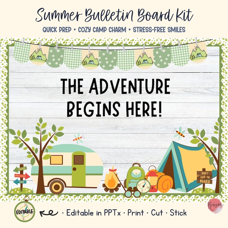 Adventure Bulletin Board Kit | Camping Theme Classroom Decor | Summer ...