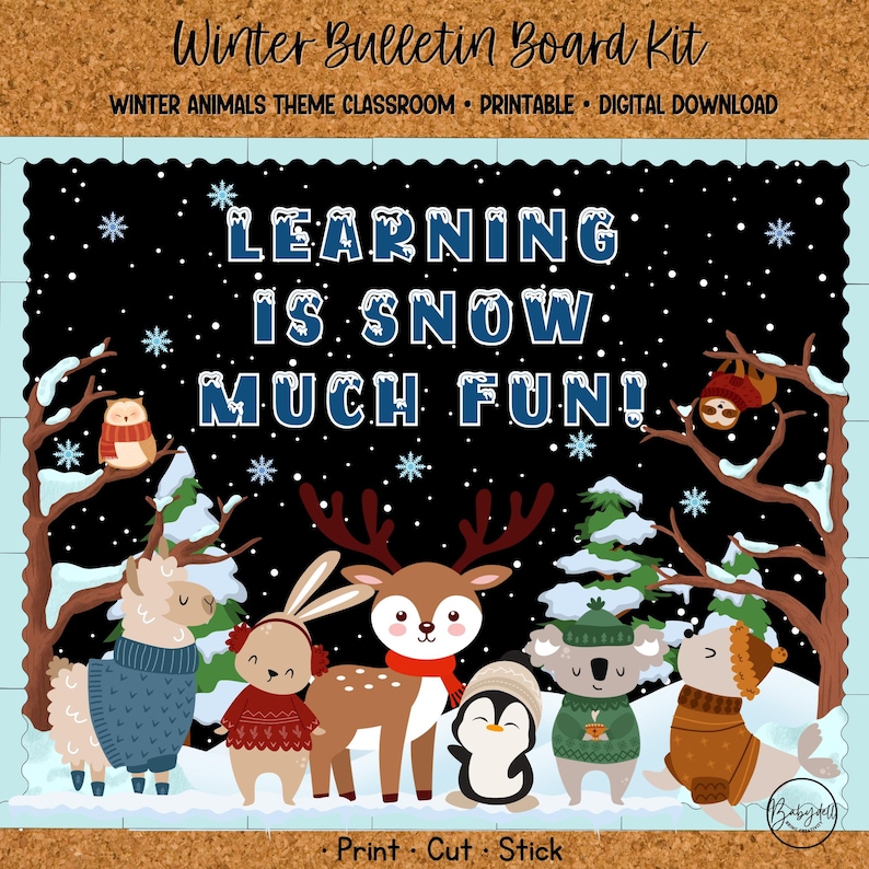 Learning is Snow Much Fun Winter Animals Bulletin Board Kit - Etsy
