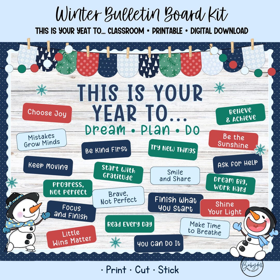 New Year Growth Mindset Bulletin Board Kit for Winter Classroom - Etsy