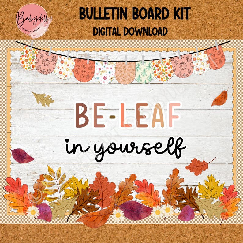 Inspirational Fall Bulletin Board Decor, Motivational Autumn Leaves ...