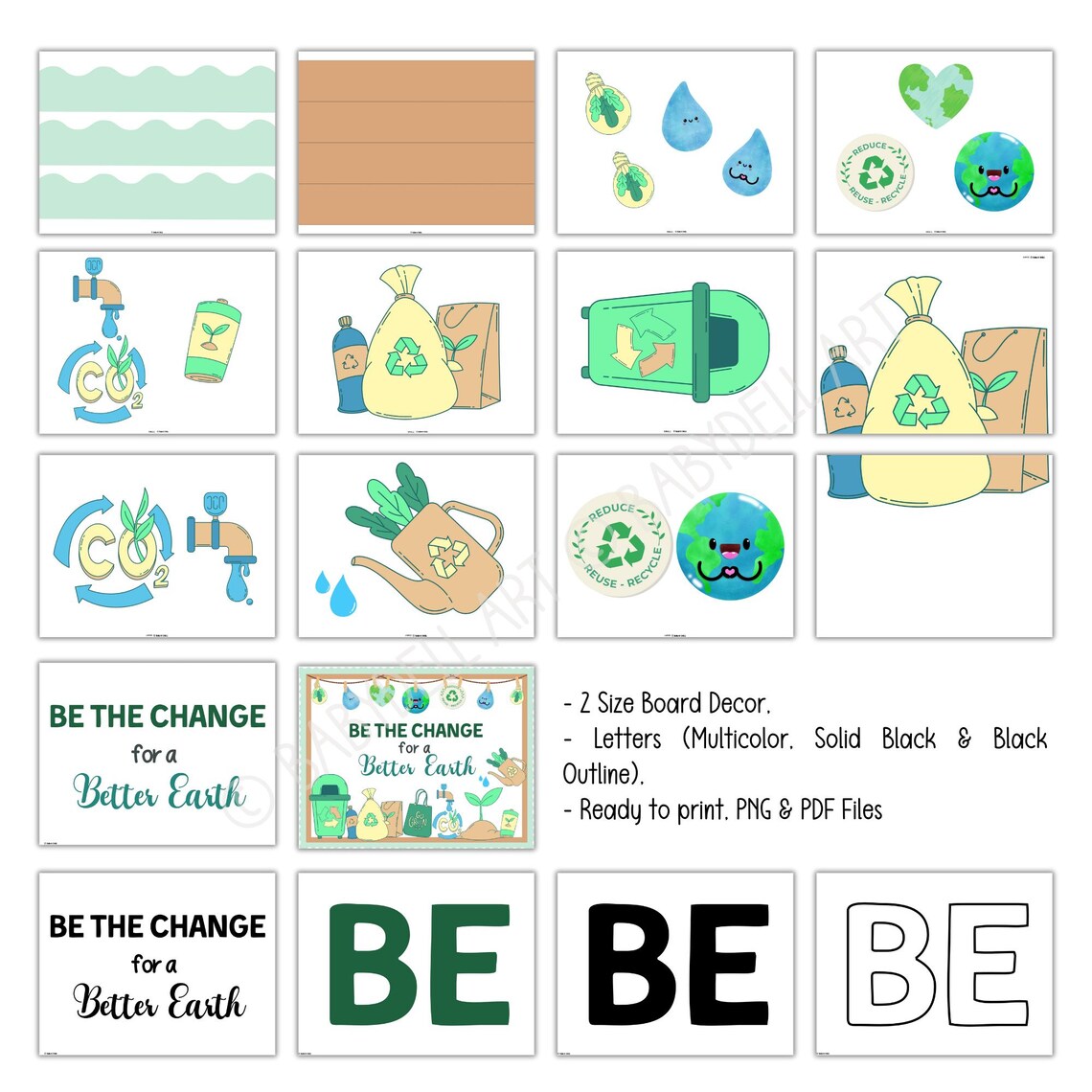 Earth Day Bulletin Board Kit: Recycle Theme Classroom Decor (digital ...