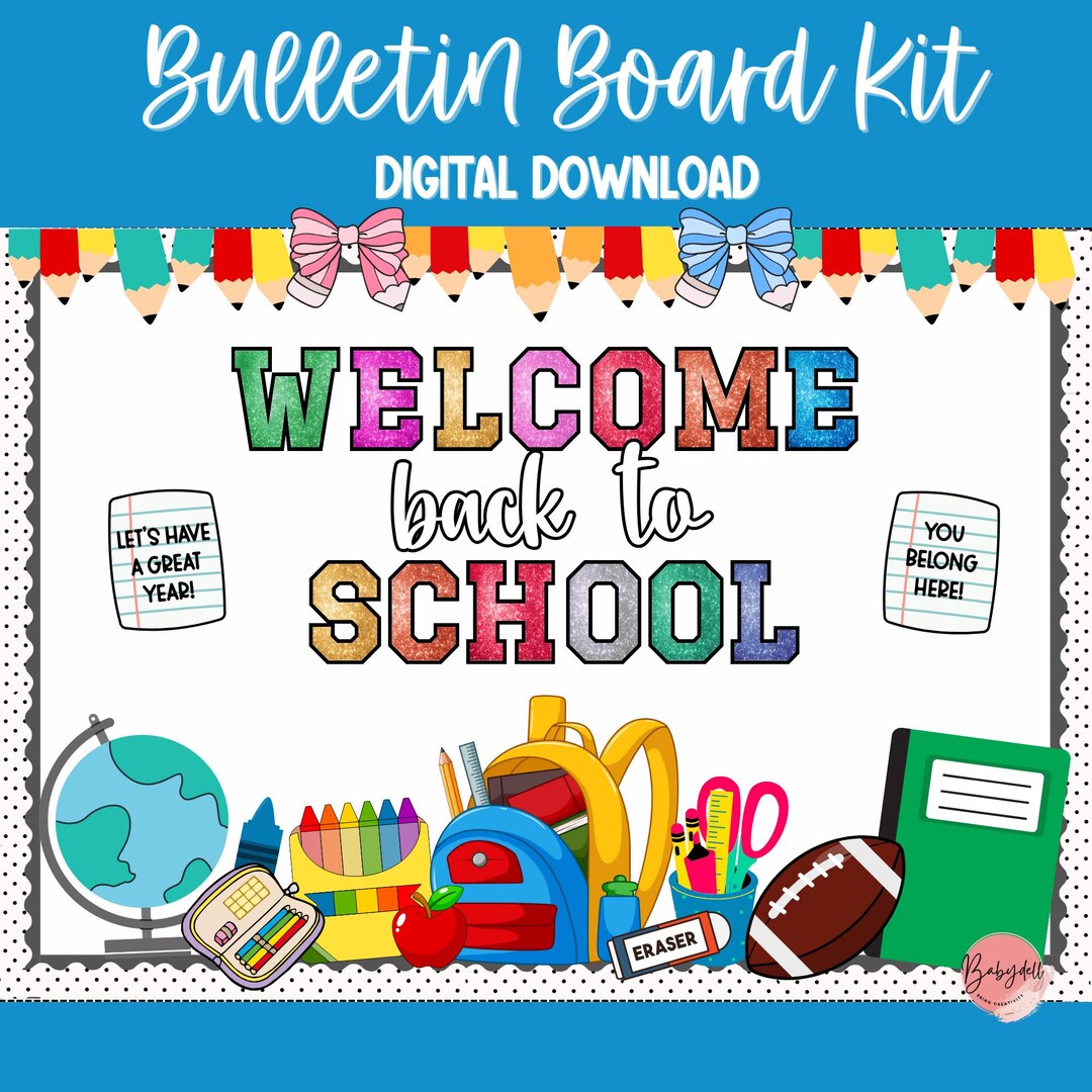 Back to School Bulletin Board Kit: Glitter Welcome Sign, Classroom ...