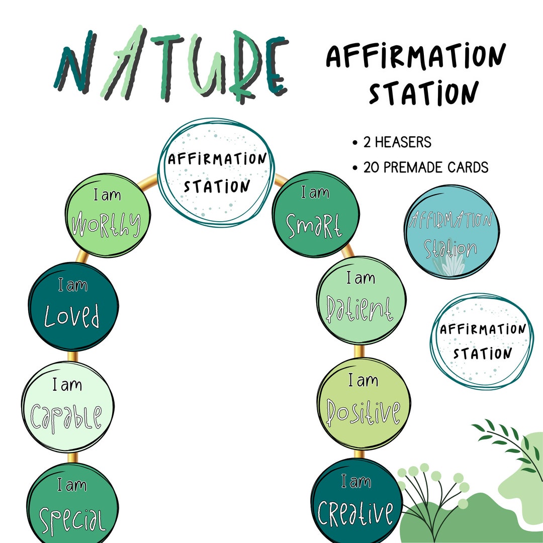 Editable Affirmation Station Kit Natrue Classroom Decor Positive ...