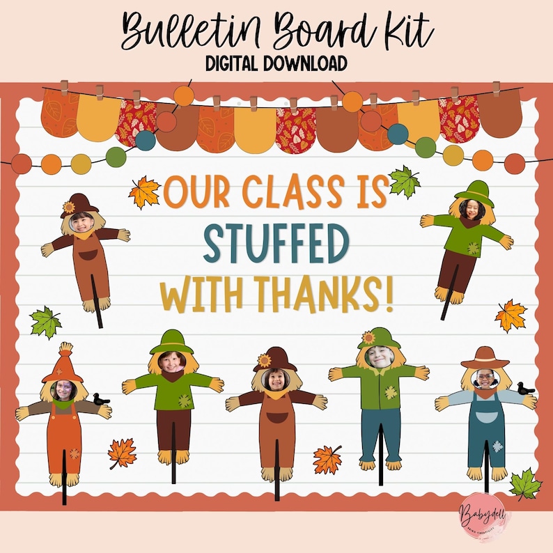 Scarecrow Gratitude Bulletin Board Kit for an Editable Fall Classroom ...