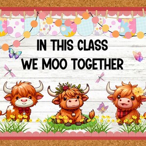 Highland Cow Spring Bulletin Board Kit | Reading-themed Classroom Decor ...