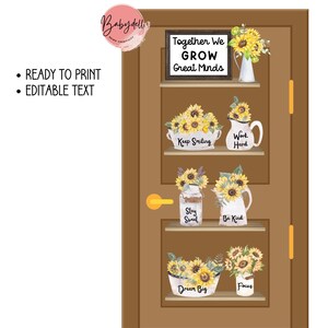 Sunflower Classroom Bulletin Board Kit: Growth Mindset Decor (printable ...