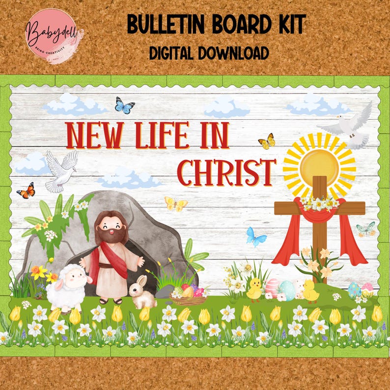 He is Risen Easter Bulletin Board Kit Christian Classroom Decor ...