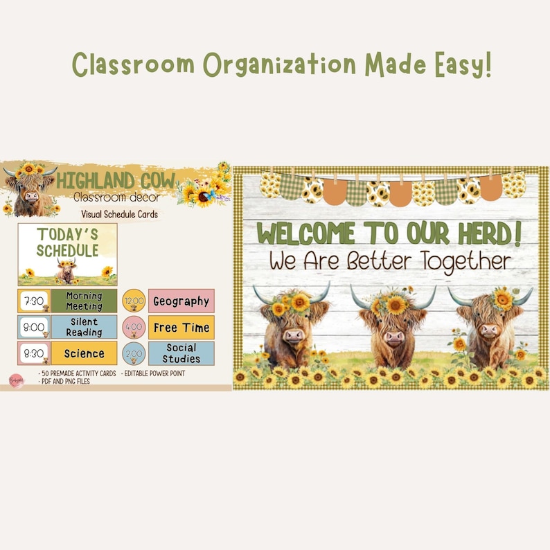 Highland Cow Classroom Decor Bundle Modern Farmhouse Theme Editable ...