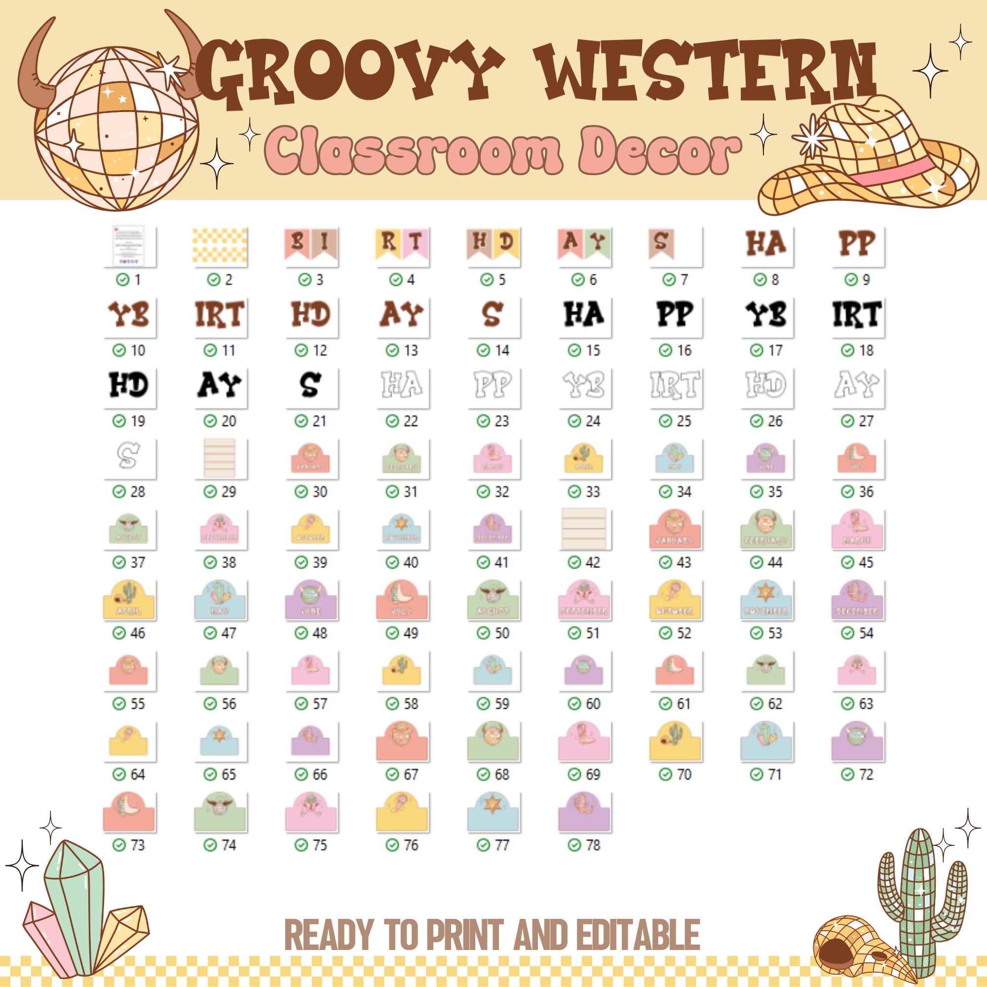 Groovy Western Birthday Bulletin Board Kit: Retro Classroom Decor ...