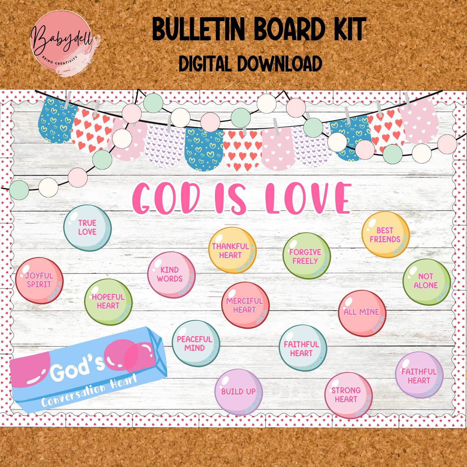 God's Conversation Hearts Bulletin Board: Valentine's Day Classroom ...
