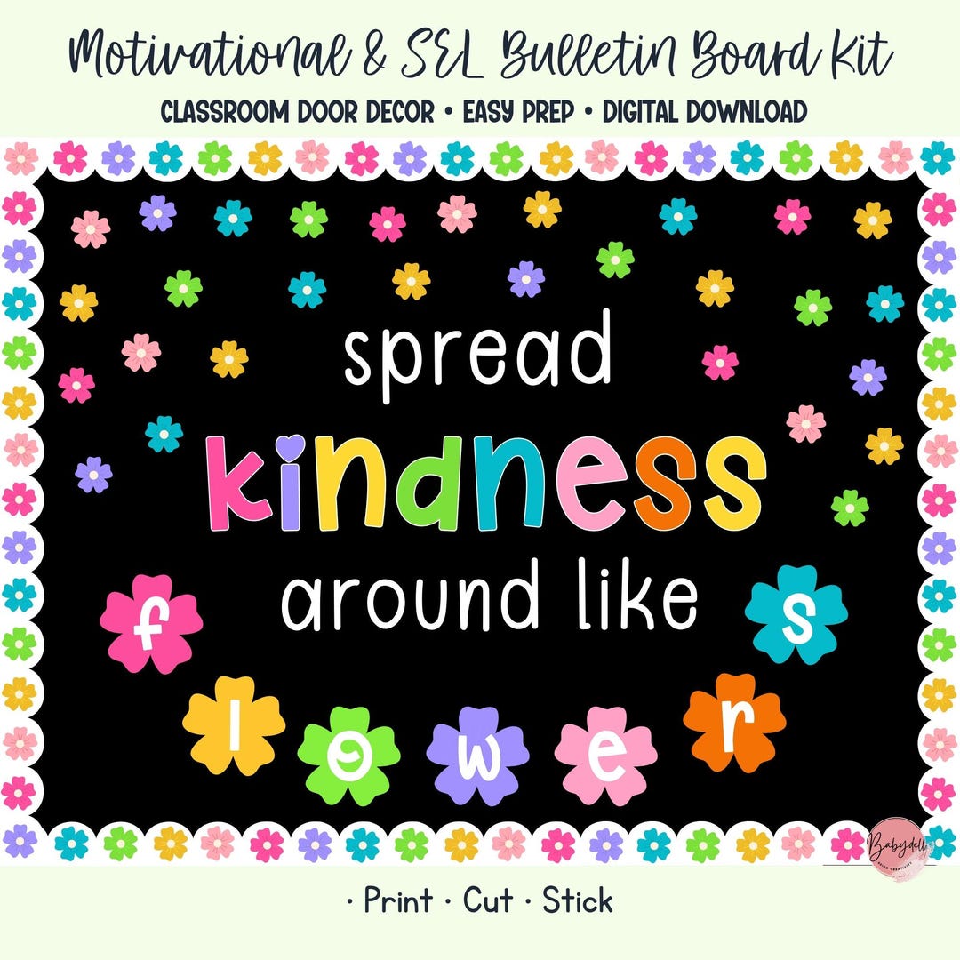 Spring Bulletin Board Kit Kindness Classroom Decor Flower Printable - Etsy