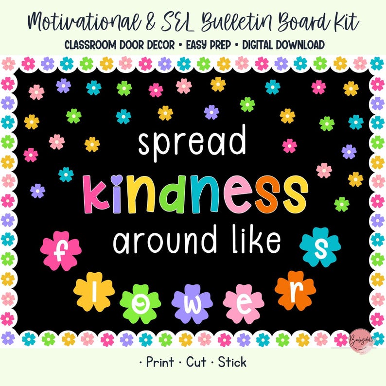 Spring Bulletin Board Kit Kindness Classroom Decor Flower Printable - Etsy