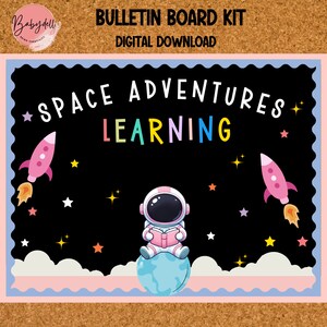 Pastel Space Bulletin Board Kit, Back to School Classroom Decor, Retro ...