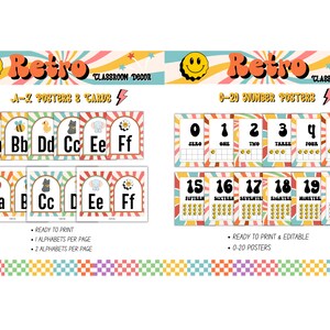 Groovy Retro Classroom Decor Bundle Editable 70s Smiley Face Theme ...