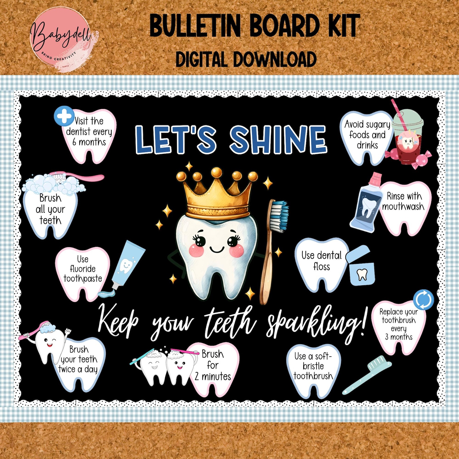 Dental Health Bulletin Board Kit: School Nurse Office Decor (printable ...