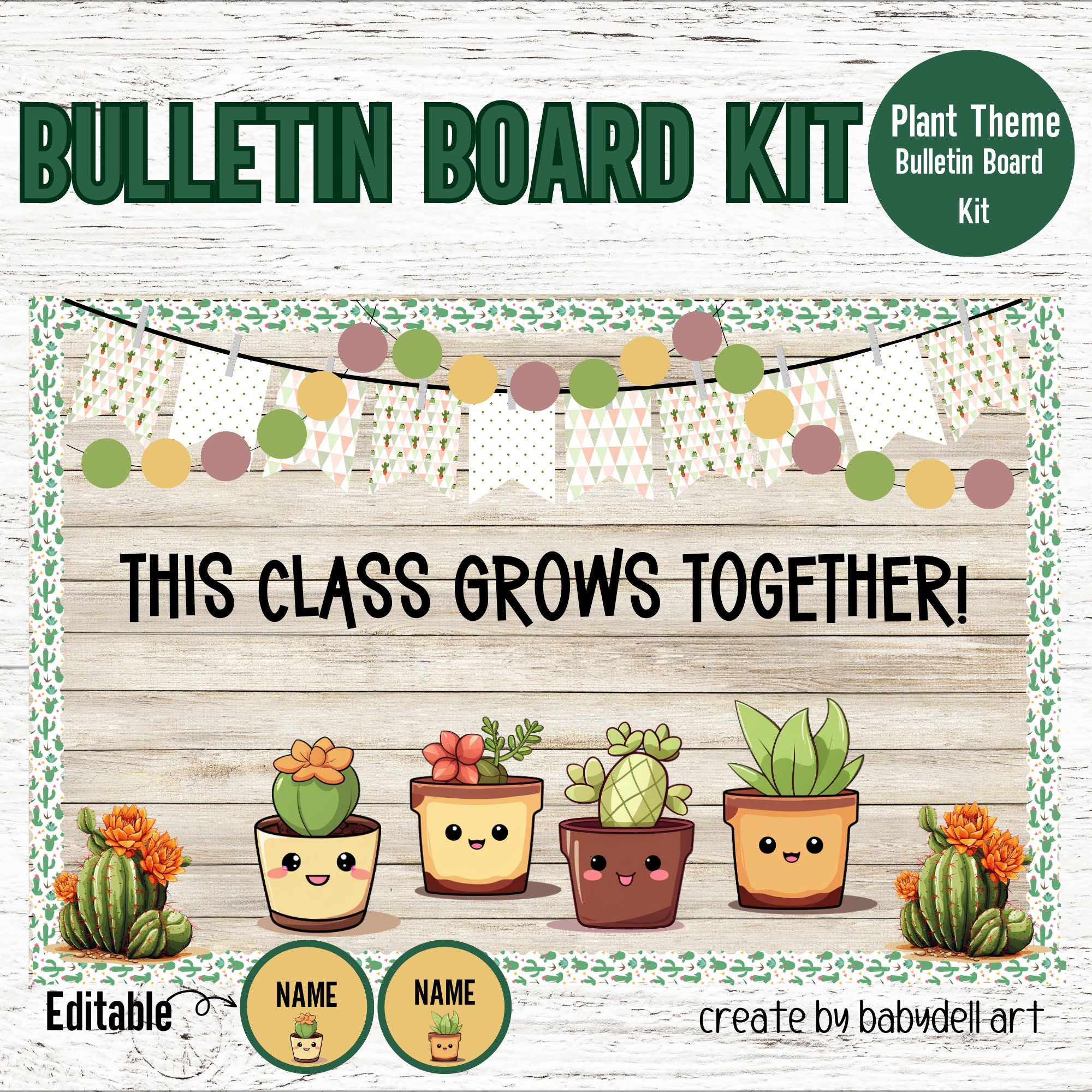 Cactus Theme Plant Theme Bulletin Board Kit spring Kindness - Etsy