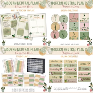 Modern Neutral Classroom Decor Bundle Boho Plant Theme Printable ...