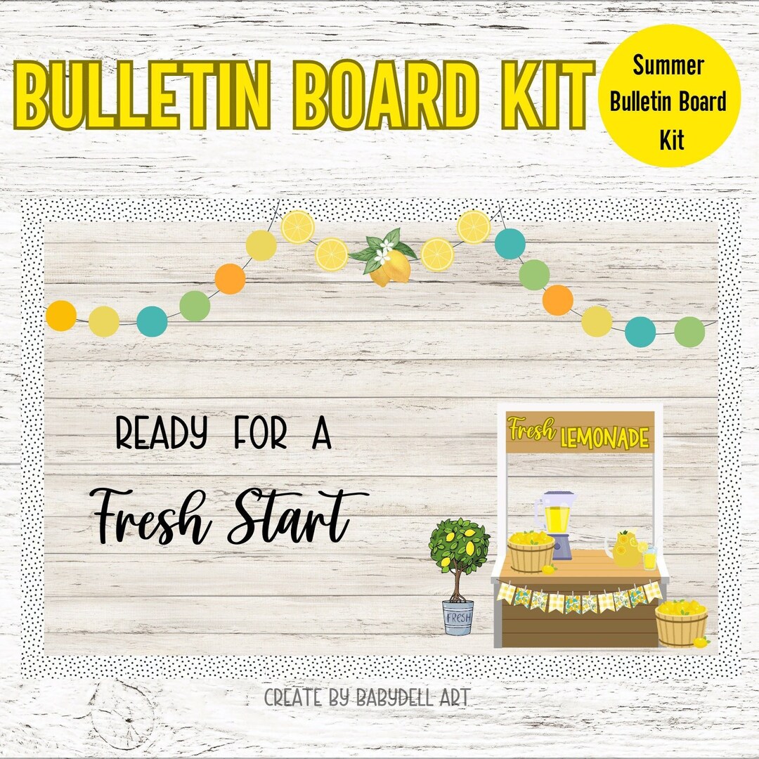 Lemonade Stand Summer Bulletin Board Modern Farm Decor June July Boards ...