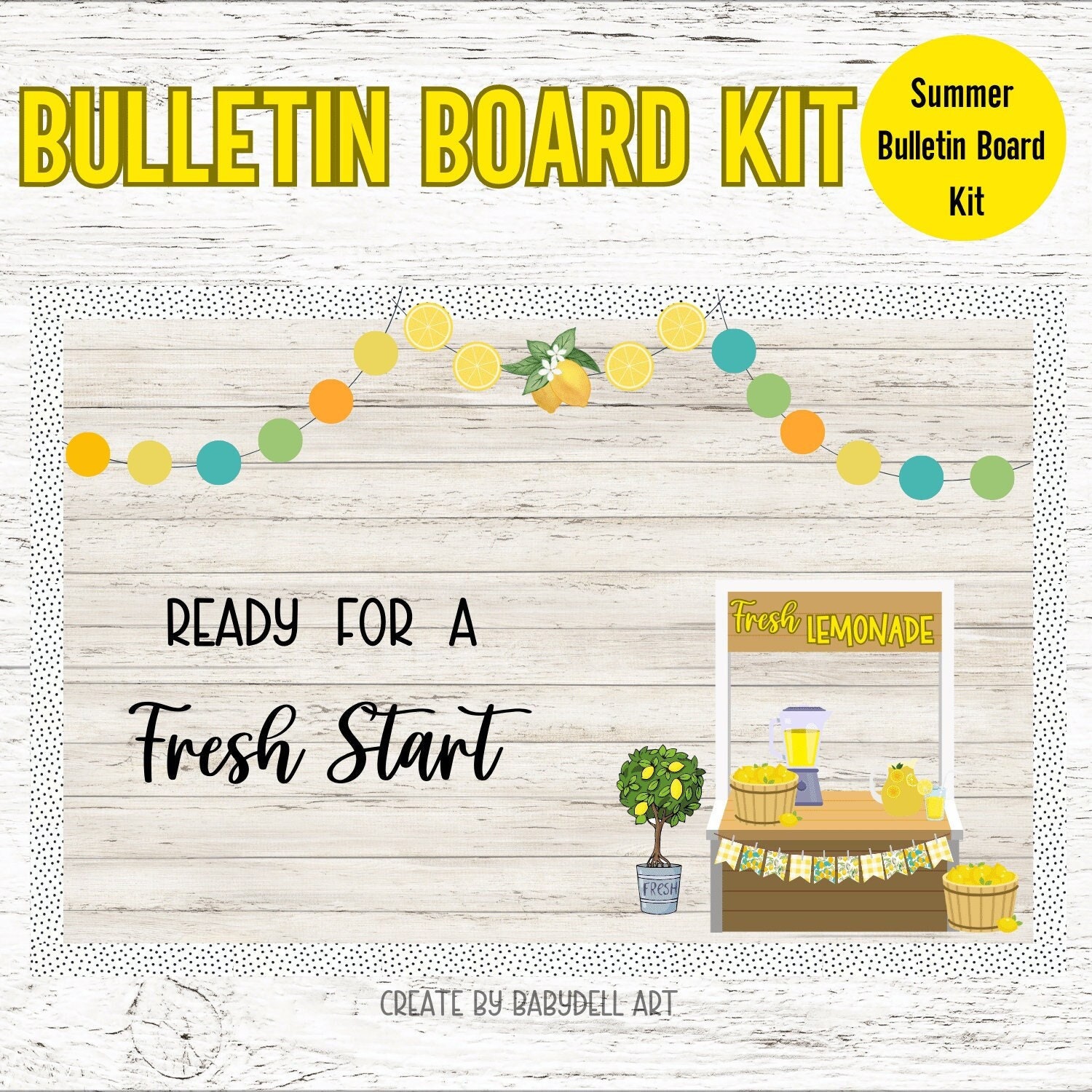 Lemonade Stand Summer Bulletin Board Modern Farm Decor June July Boards ...