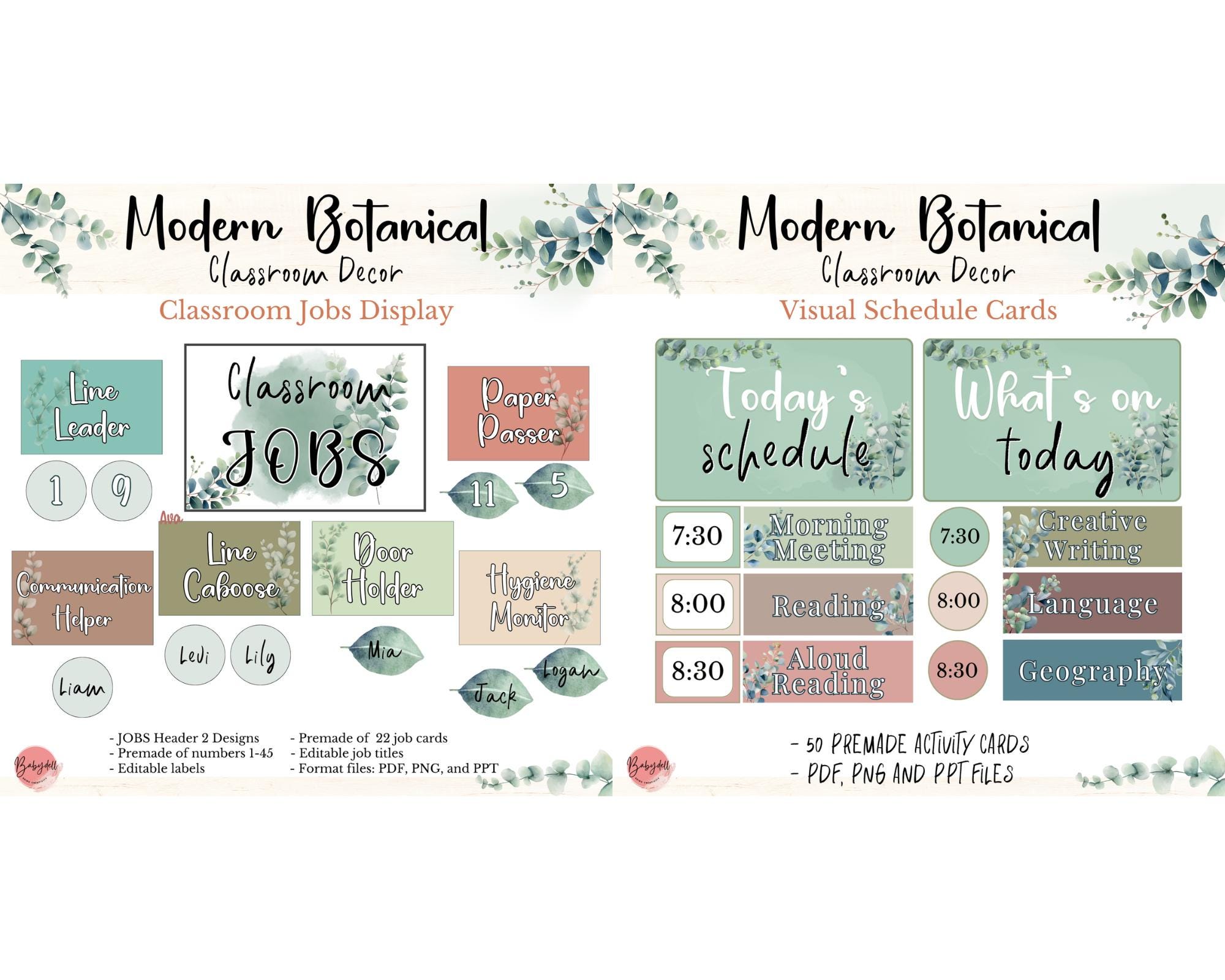 Eucalyptus Classroom Decor Bundle: Neutral Botanical Printables ...